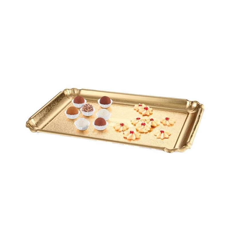 PLATEAU EN CARTON DORÉ RECTANGULAIRE - DELICIA